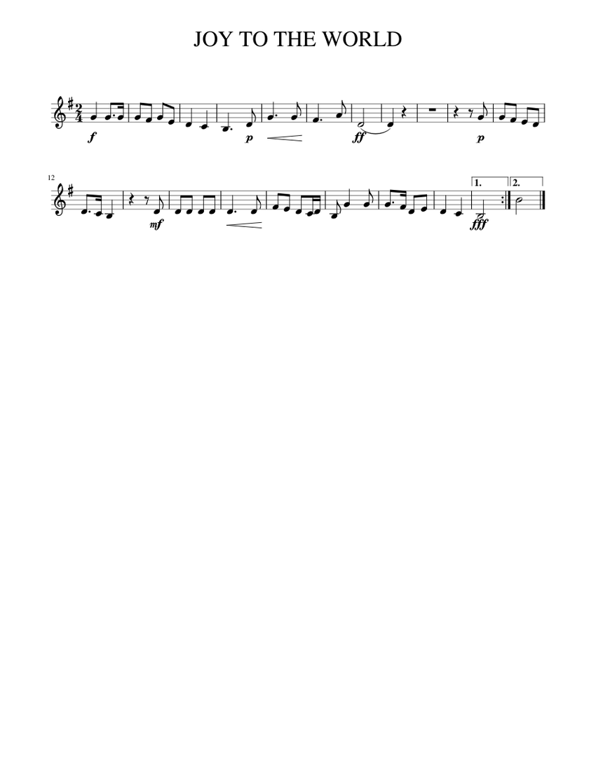 JOY TO THE WORLD Sheet Music for Trumpet in b-flat (Solo) | MuseScore.com