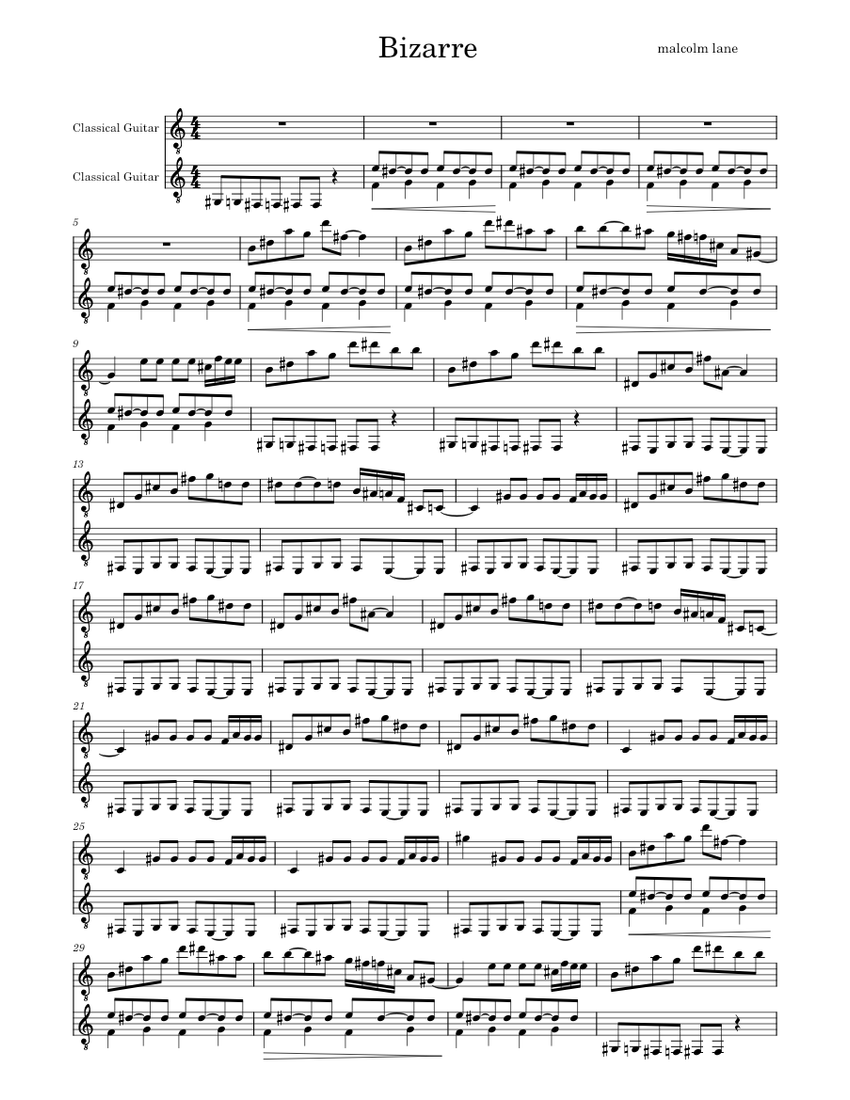 Bizarre Sheet music for Guitar (Mixed Duet) | Musescore.com