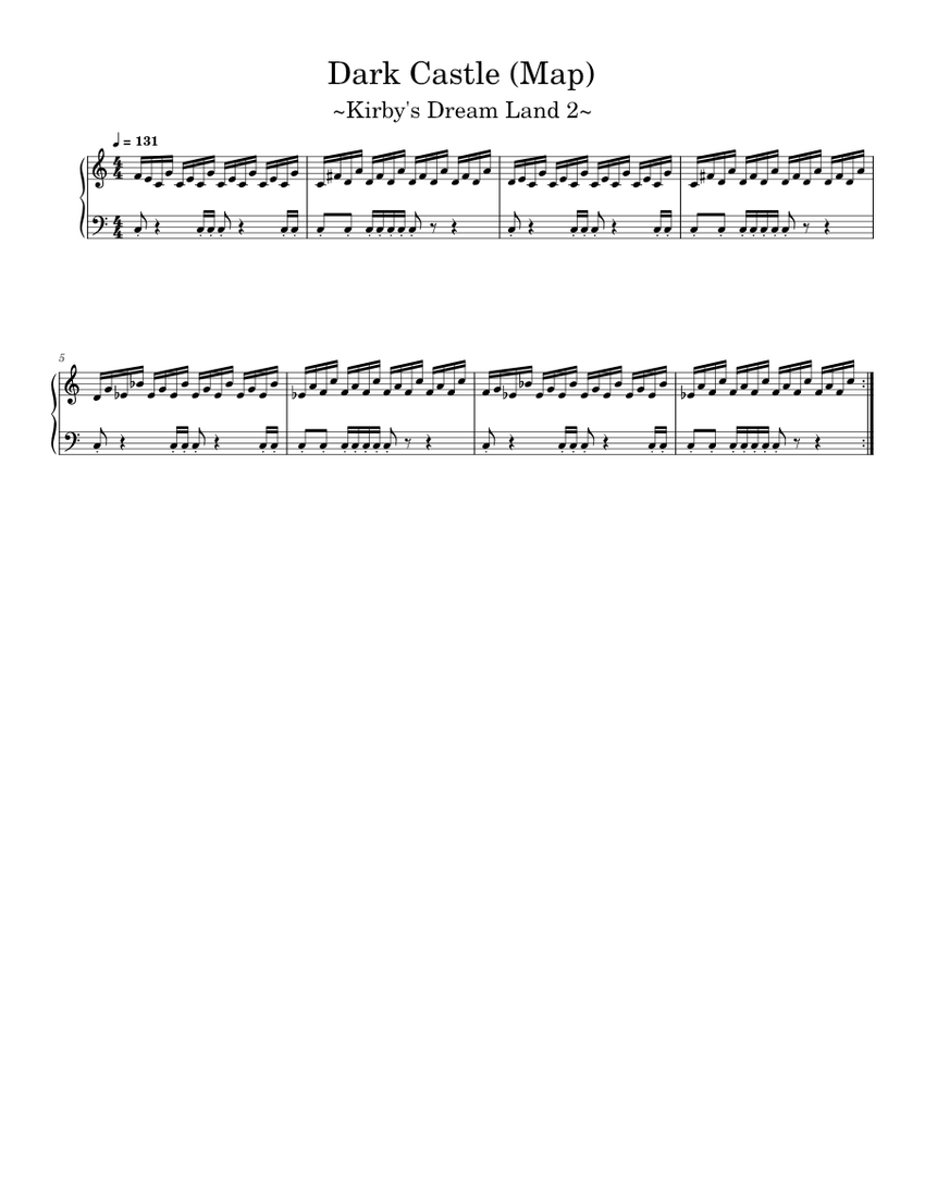 Dark Castle (Map) – Kirby's Dream Land 2 Sheet music for Piano (Solo) Easy | Musescore.com