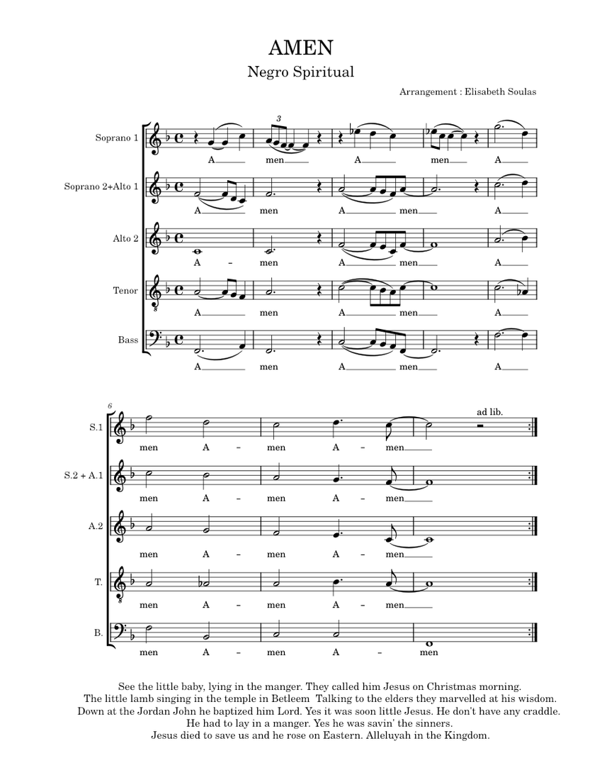 Amen – Misc Traditional Sheet music for Soprano, Alto, Tenor, Bass ...