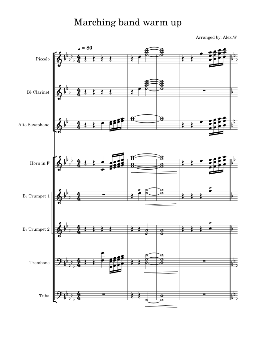 Marching band warm up that comes after the warm up Sheet music for ...