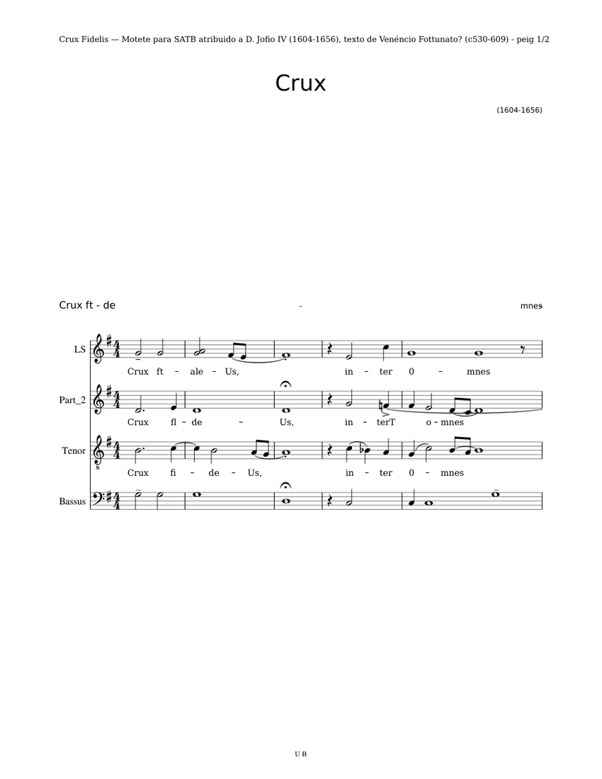 Crux Fidelis Sheet music for Tenor, Vocals (Choral) | Musescore.com