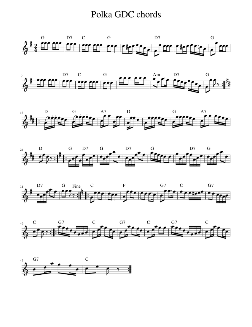 Polka GDC chords Sheet music for Piano (Solo) Easy | Musescore.com