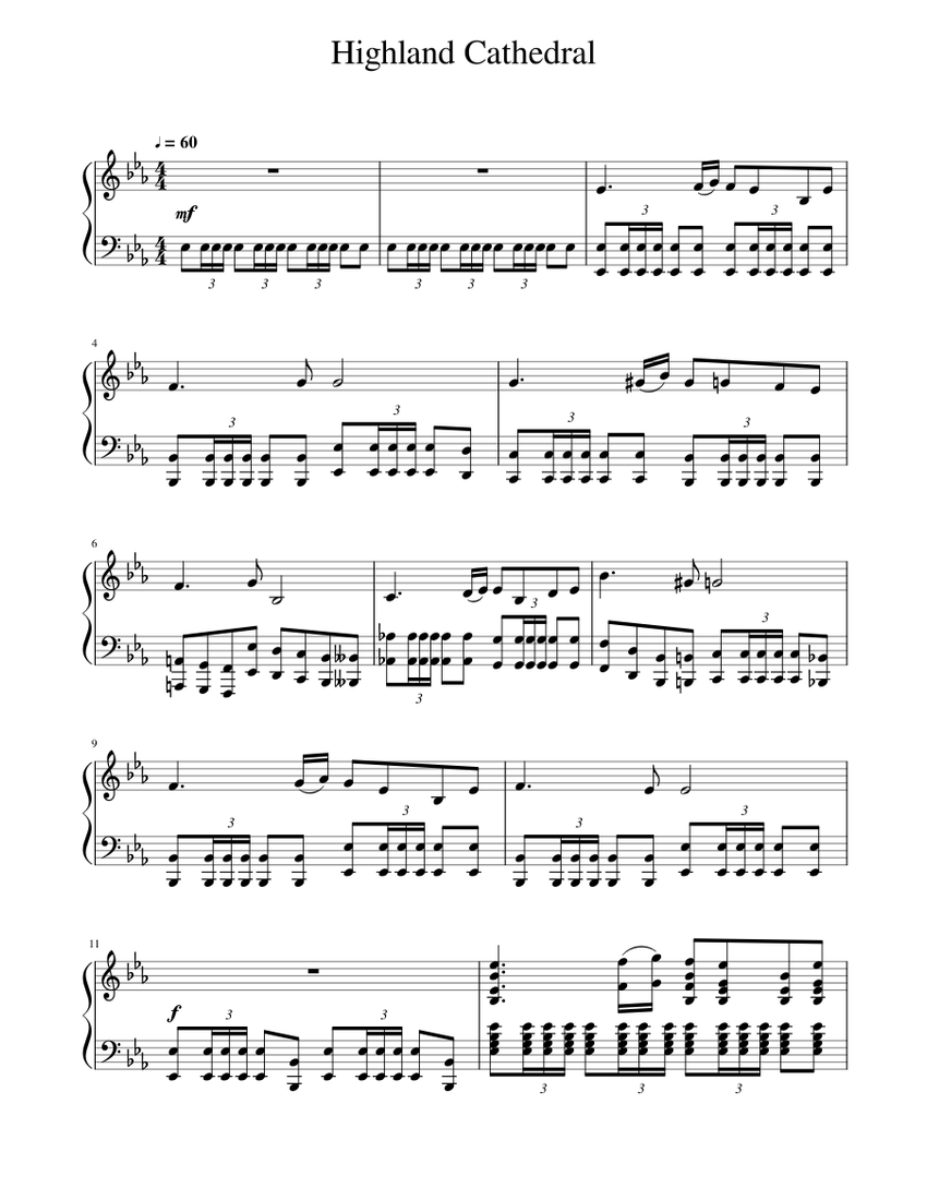 Highland Cathedral Sheet Music for Piano (Solo) | MuseScore.com