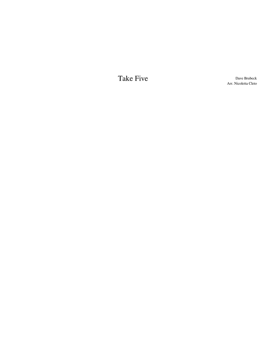 Take Five Sheet music for Piano, Trombone, Saxophone alto, Saxophone ...
