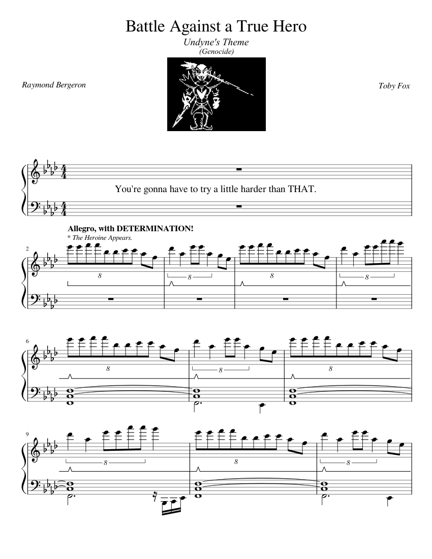 Battle Against a True Hero Sheet Music for Piano (Solo) | MuseScore.com