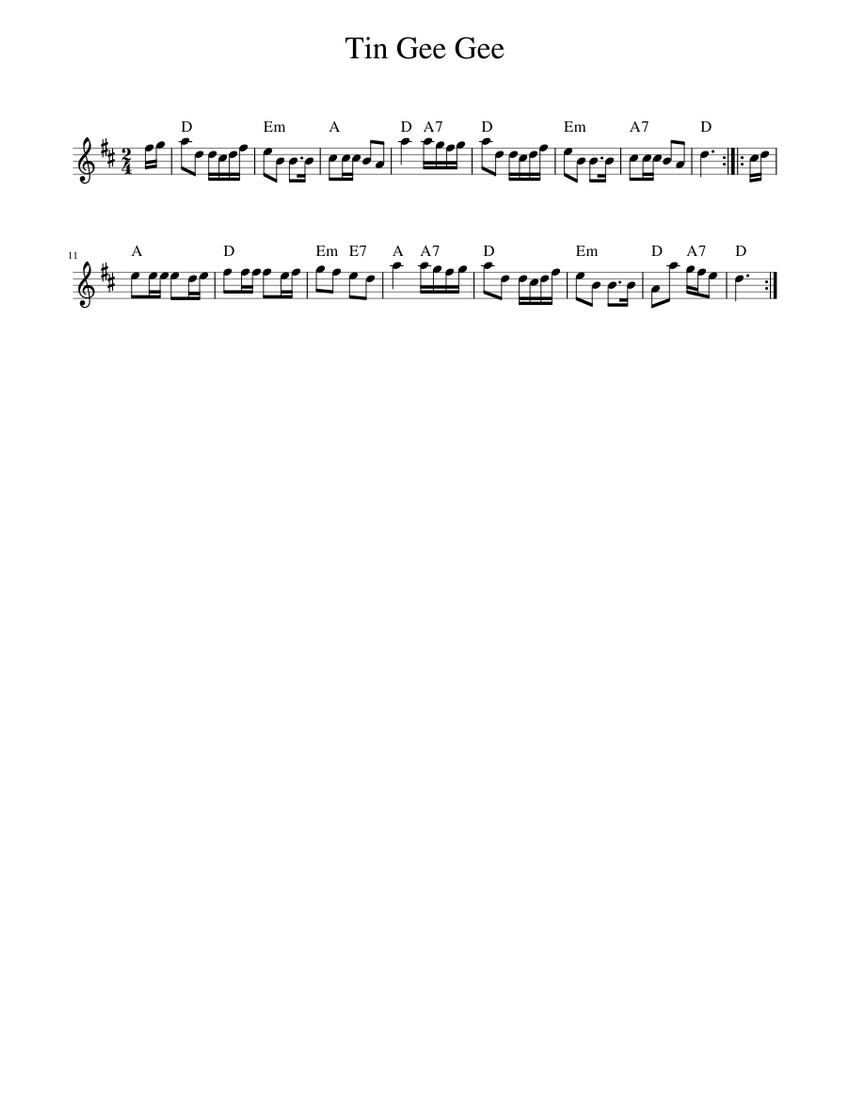 Tin Gee Gee Sheet music for Piano (Solo) Easy | Musescore.com