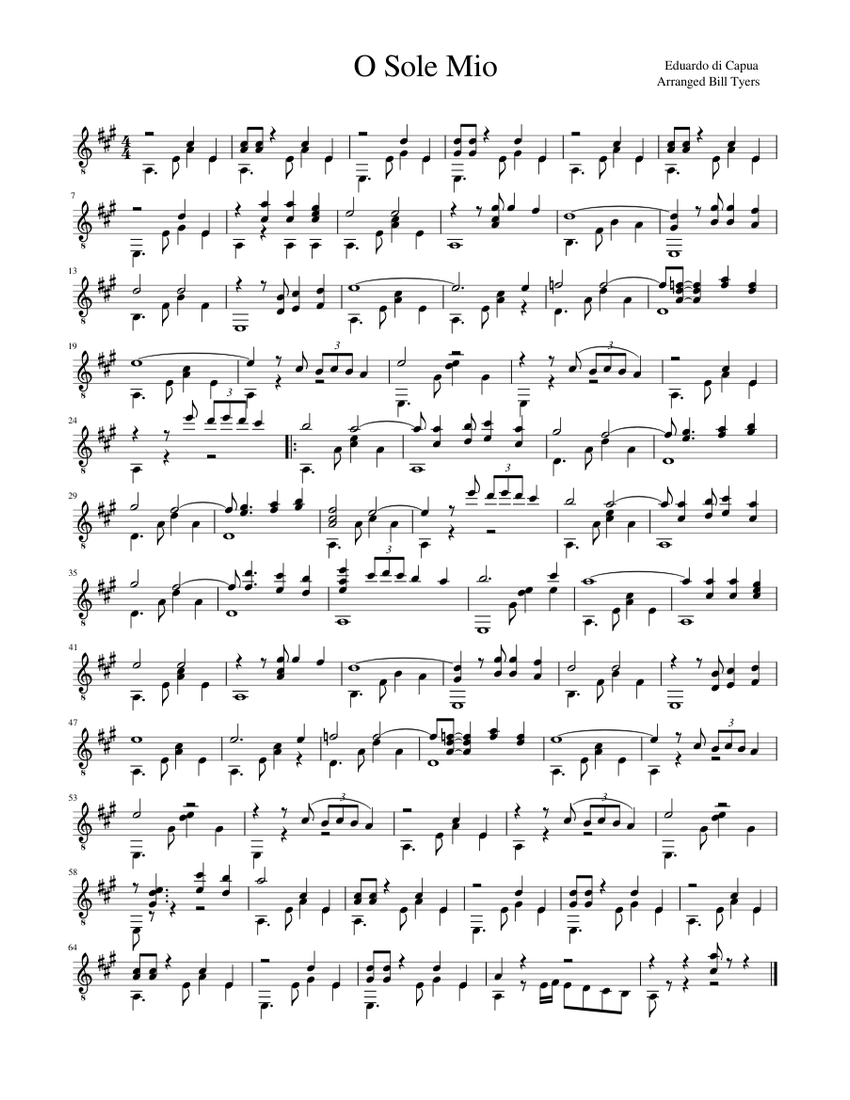 O Sole Mio Sheet Music for Guitar (Solo) | MuseScore.com
