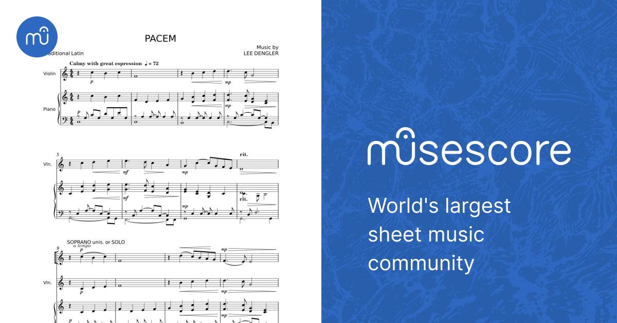 PACEM - LEE DENGLER Sheet Music for Piano, Violin, Synthesizer (Mixed ...