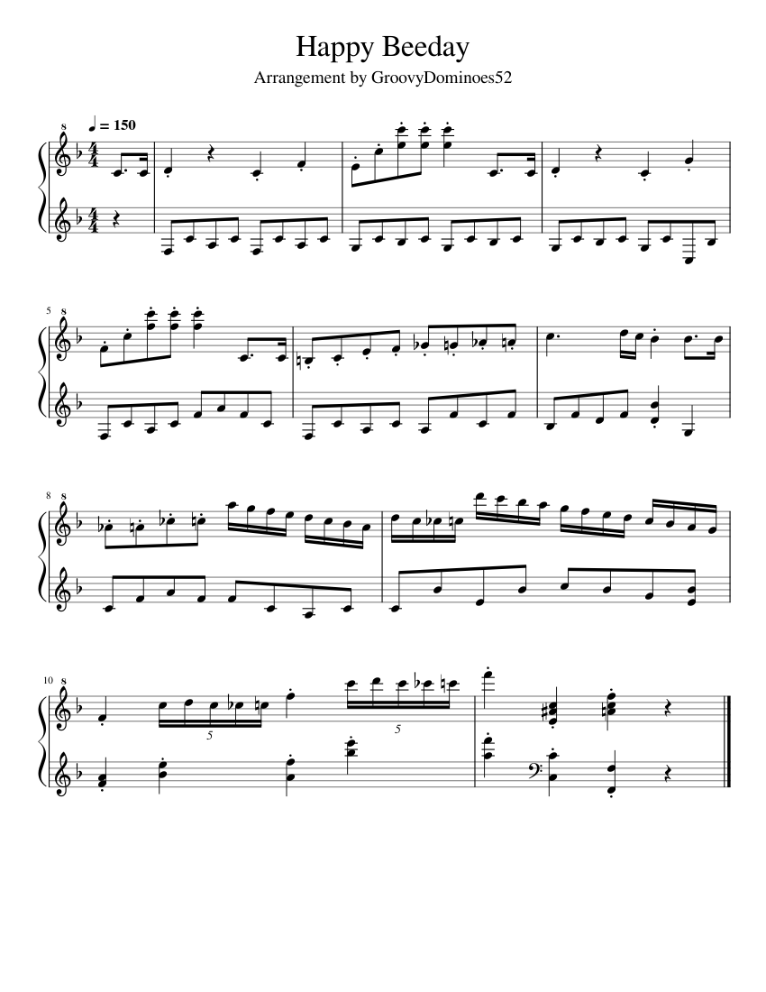 Happy Beeday Sheet Music for Piano (Solo) | MuseScore.com