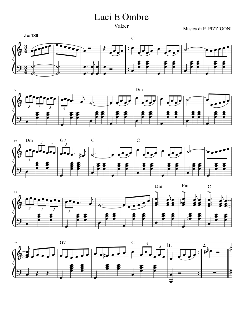 Luci E Ombre Sheet music for Piano (Solo) | Musescore.com