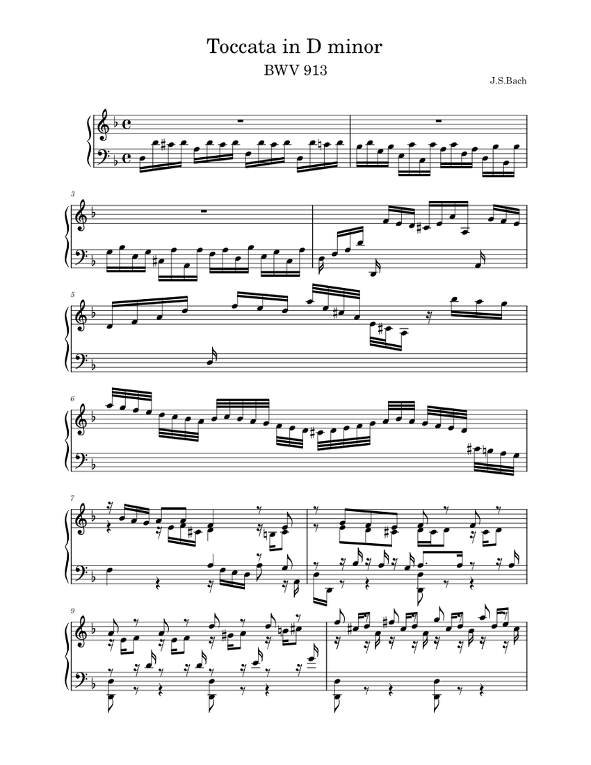 Toccata in D minor, BWV 913 – Johann Sebastian Bach (WIP) Sheet Music ...