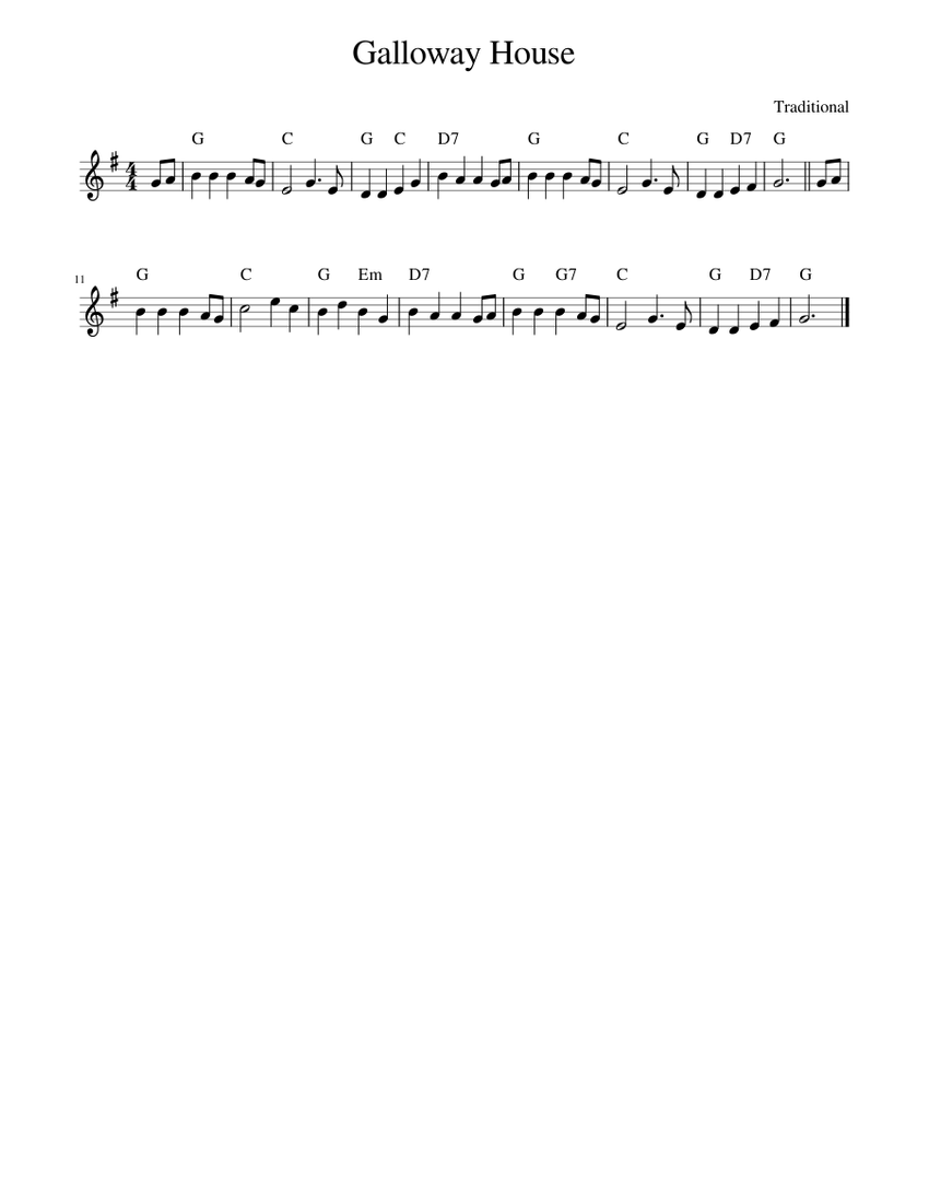 Traditional music - Galloway House Sheet music for Piano (Solo) Easy ...