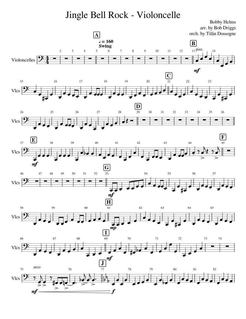 Jingle Bell Rock - Violoncelle Sheet music for Strings group (Concert ...