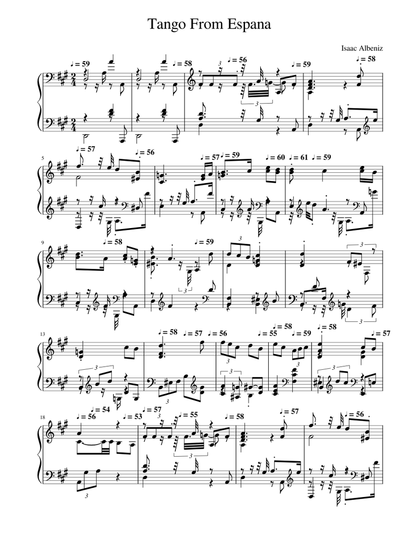Tango From Espana Sheet Music for Piano (Solo) | MuseScore.com
