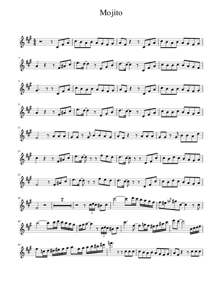 Mojito Sheet Music for Piano (Solo) Easy | MuseScore.com