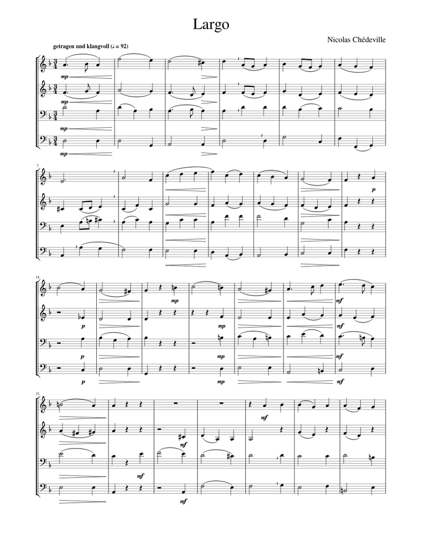 Largo Sheet music for Piano (Mixed Quartet) Easy | Musescore.com