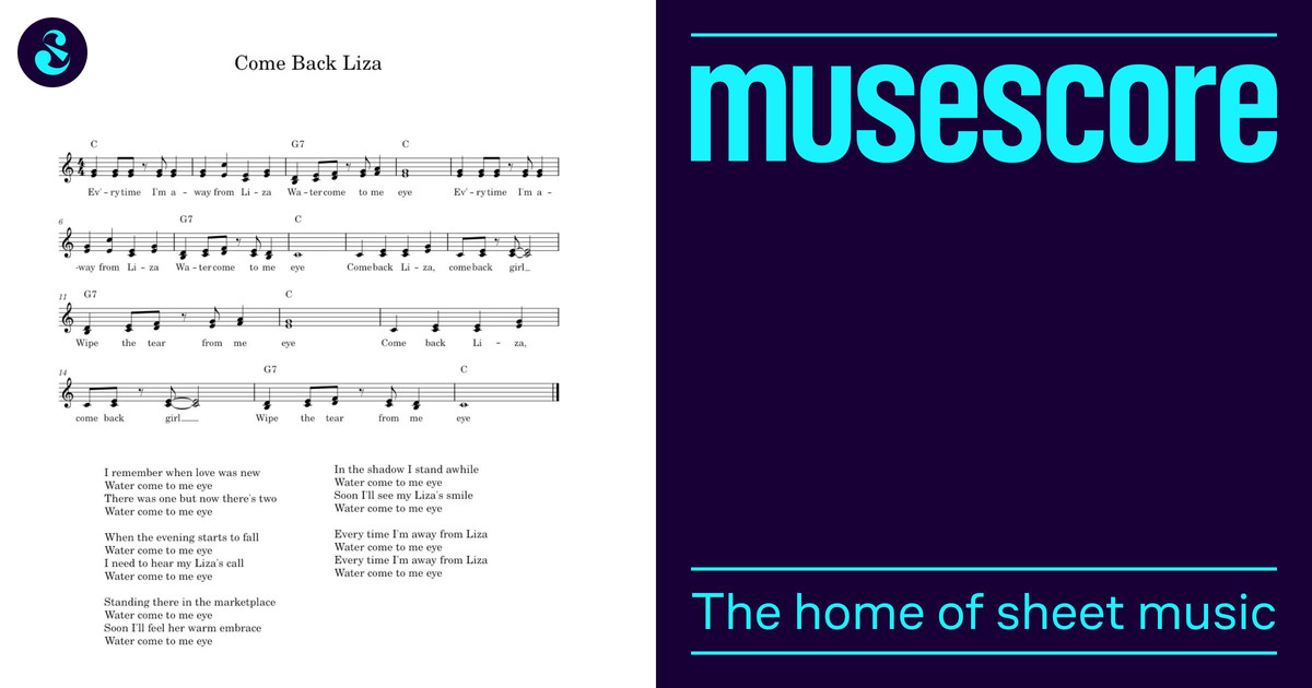 Come Back Liza Sheet Music with Chords for Synthesizer (Solo ...