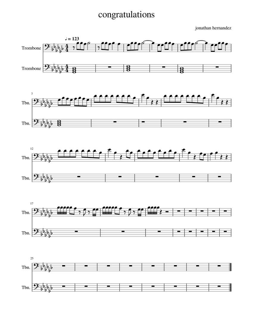 congratulations Sheet music for Trombone (Brass Duet) | Musescore.com