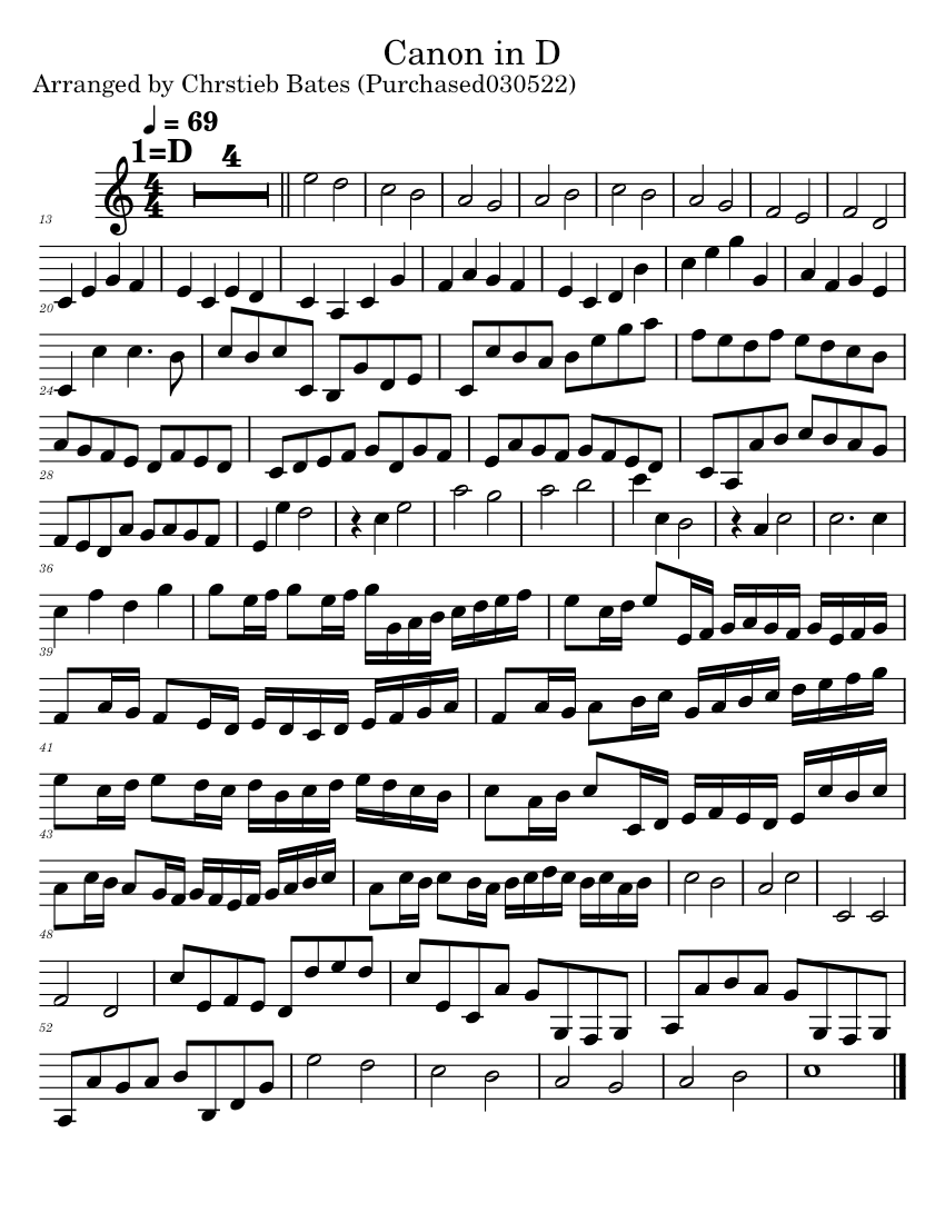 Canon in D major_sheet music(1=C) – Johann Pachelbel Canon in D ...