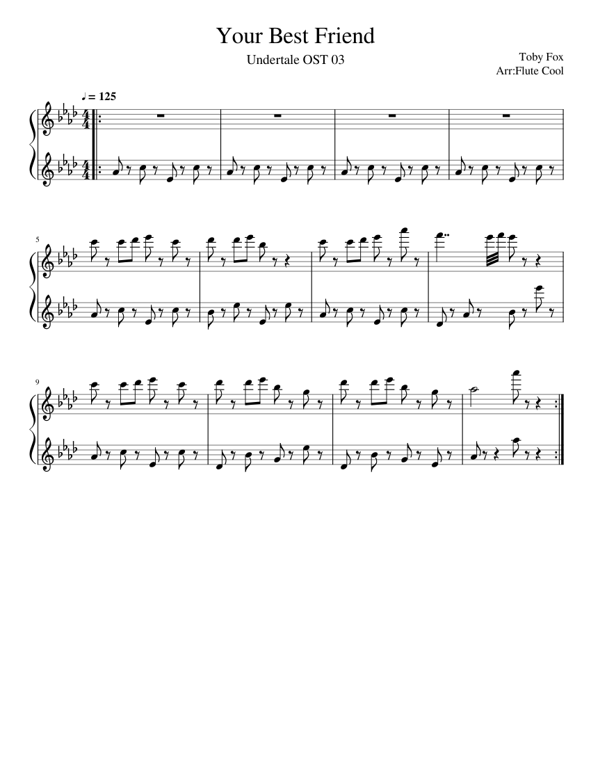 Your Best Friend Piano Tutorial from Undertale Sheet music for Piano ...
