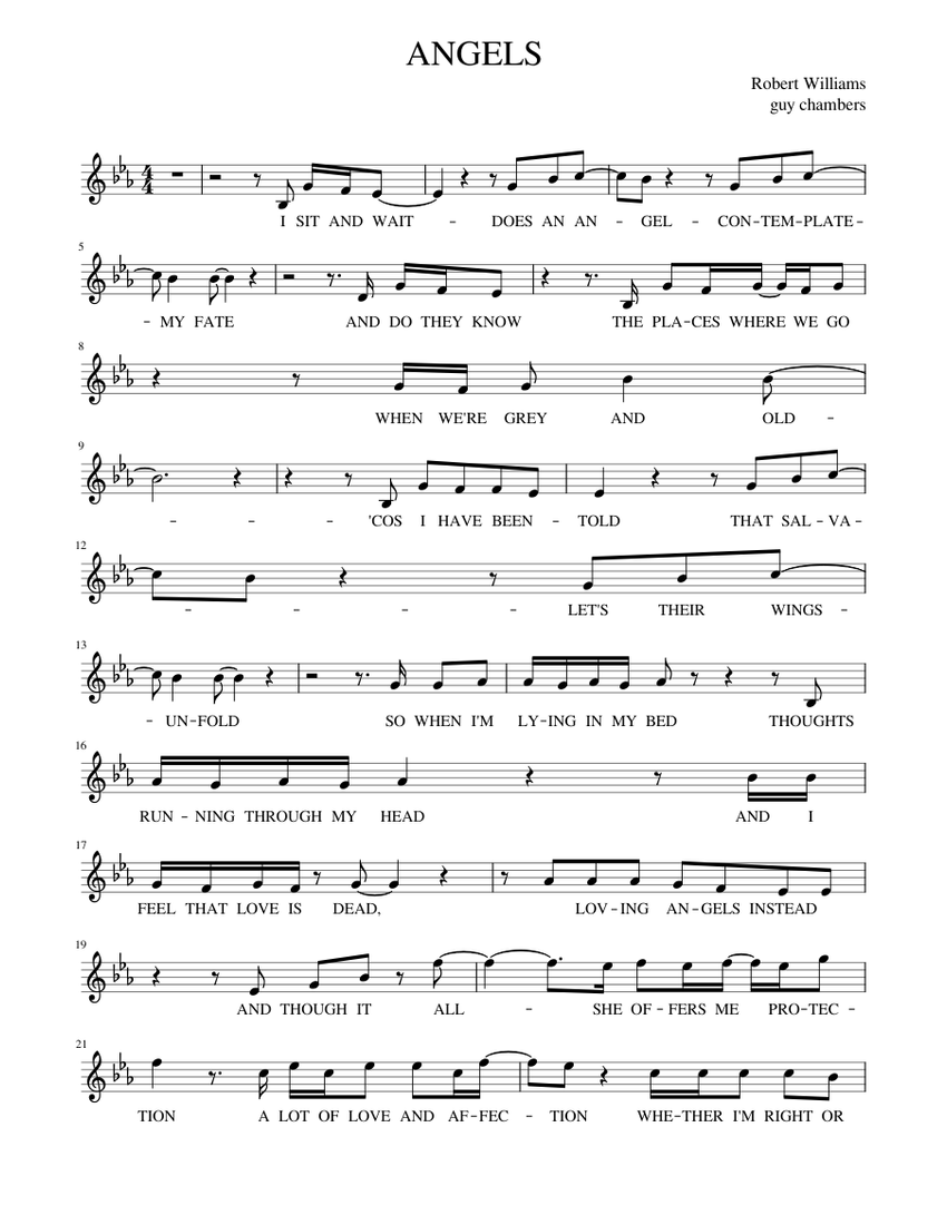 ANGELS Sheet music for Piano (Solo) Easy | Musescore.com