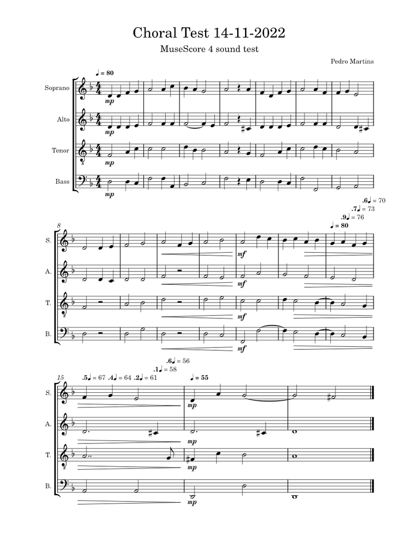 Chorale in D Minor [MuseScore4 sound library test] Sheet Music for ...