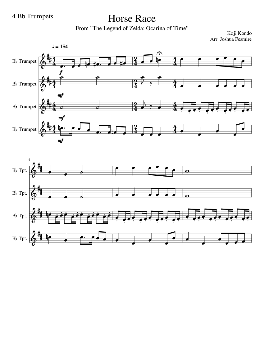 Horse Race Sheet music for Trumpet in b-flat (Mixed Quartet ...