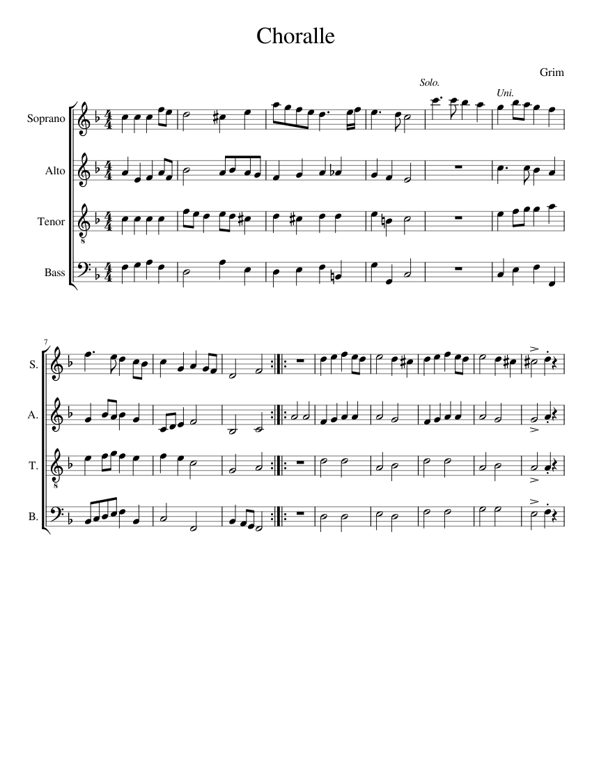 Choralle Sheet music for Soprano, Alto, Tenor, Bass voice (Choral ...