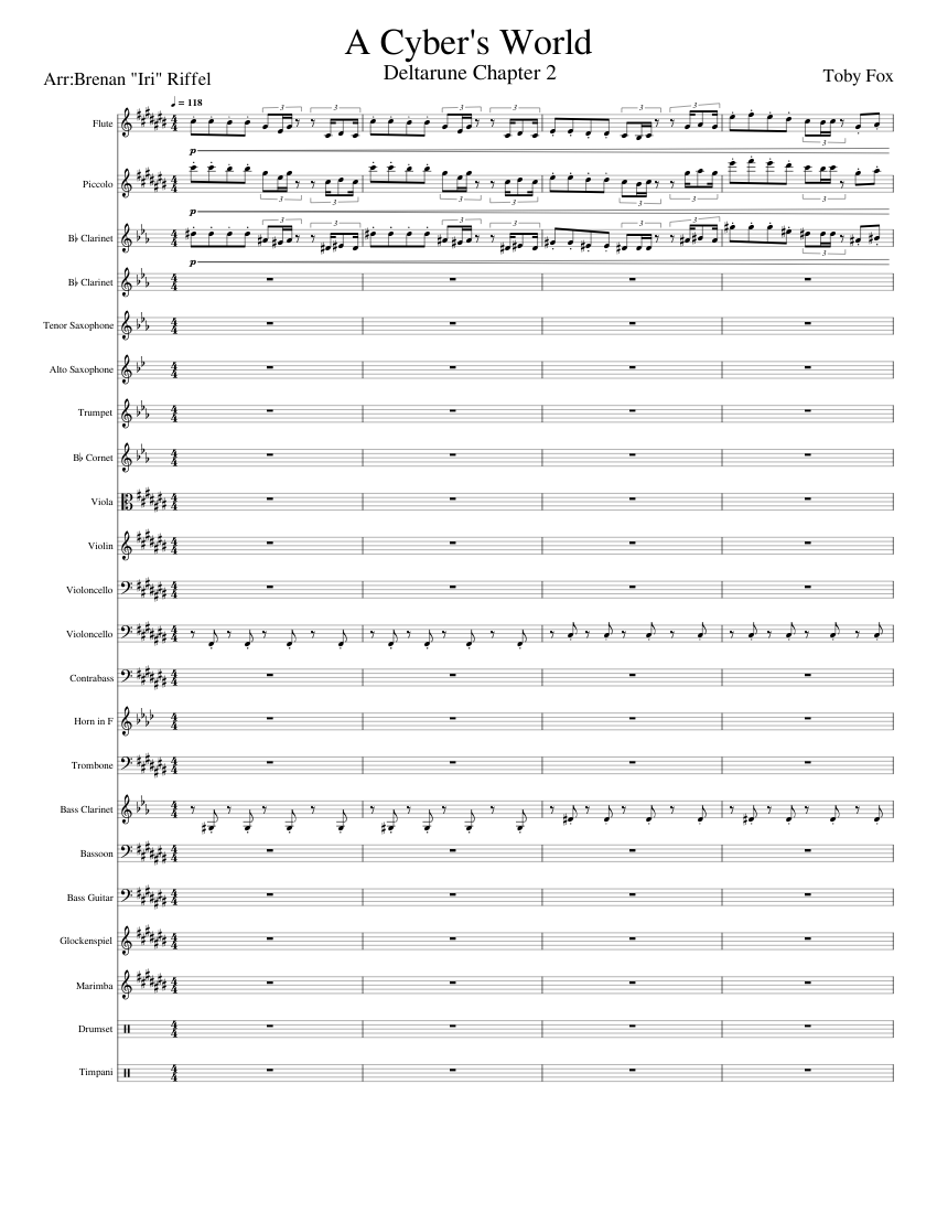 A CYBER'S WORLD? – Toby Fox Sheet Music for Trombone, Cornet, Flute ...