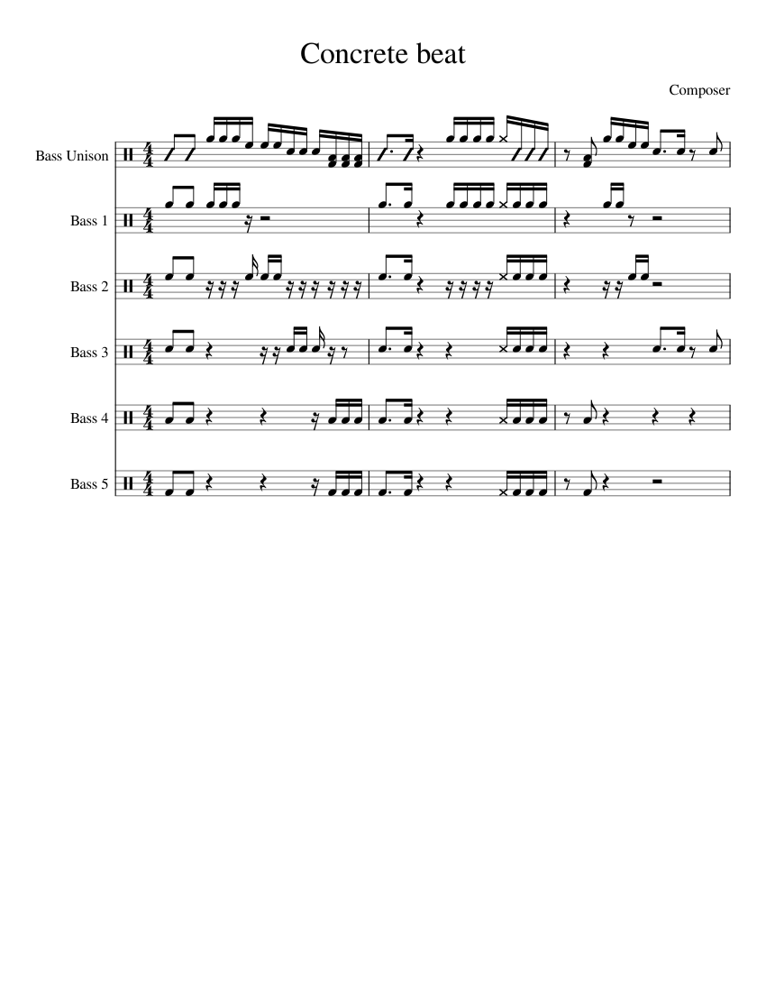 Concrete beat Sheet Music for Piano, Bass drum (Percussion Ensemble ...