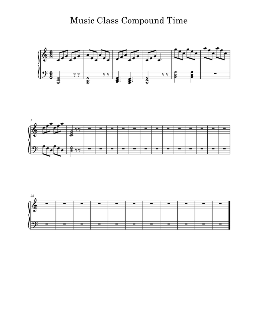 Music Class Compound Time Sheet Music for Piano (Solo) easy | MuseScore.com
