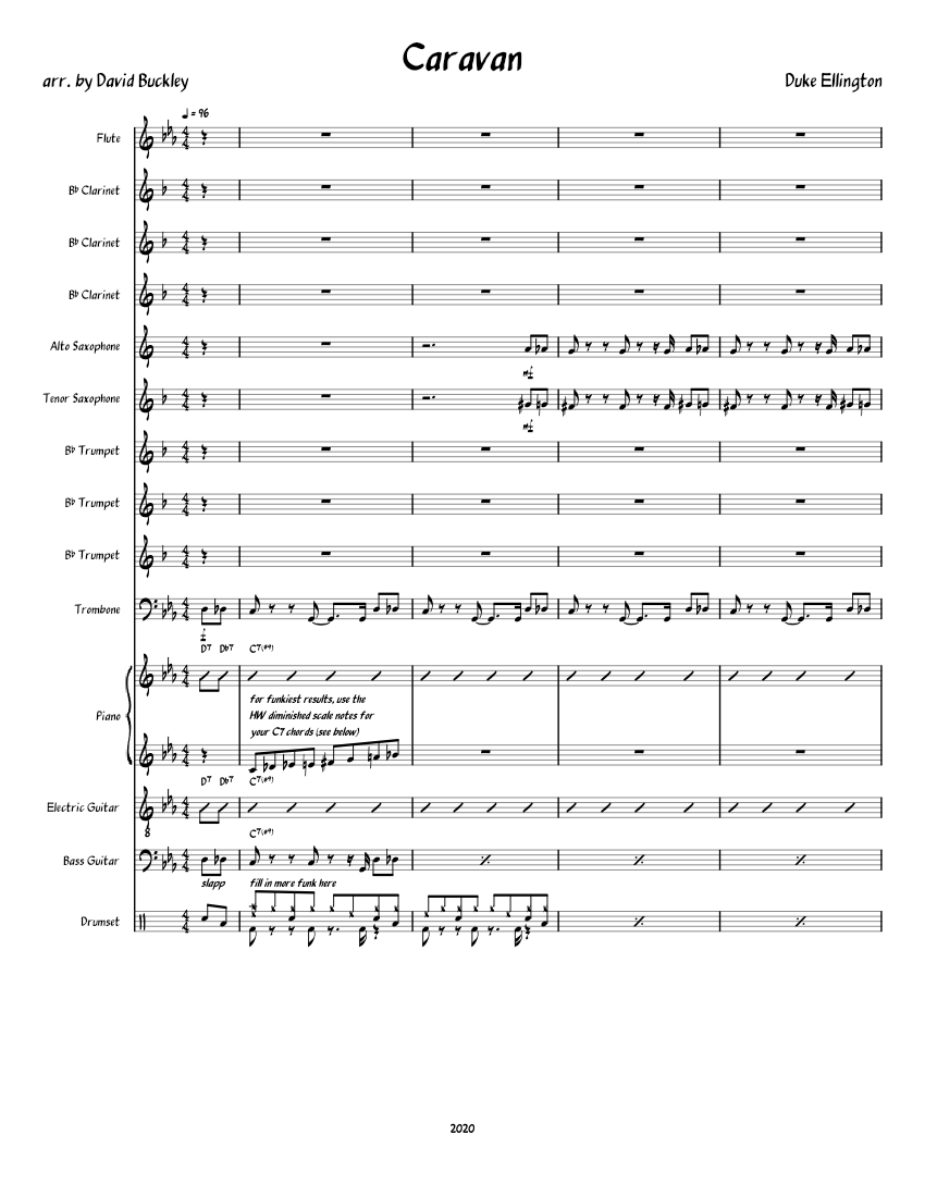 Caravan (funk version) Sheet Music with Chords for Piano, Trombone ...