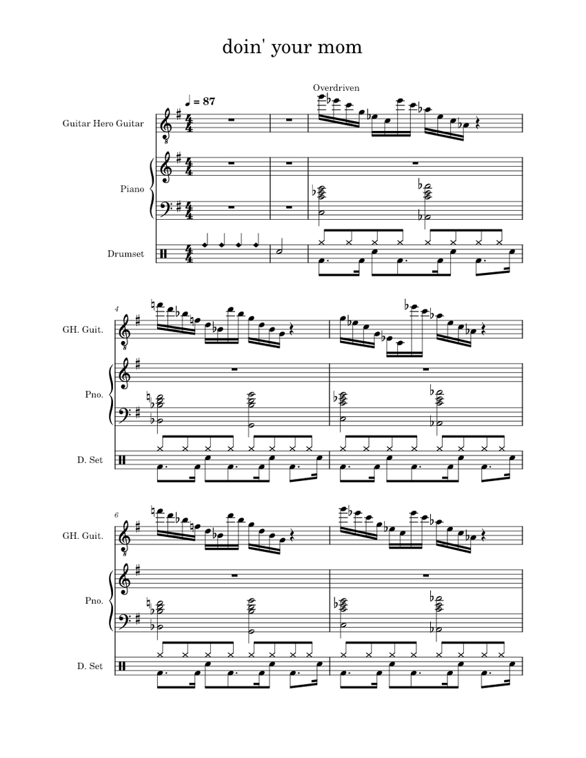 Fatty spins - doin your mom – Misc Unsigned Bands Sheet Music for Piano ...