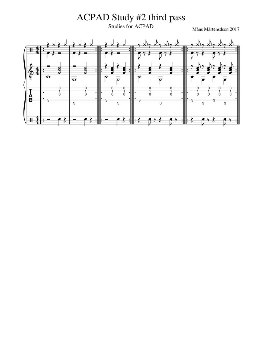 ACPAD Study #2c Sheet music for Guitar, Drum group (Mixed Trio ...