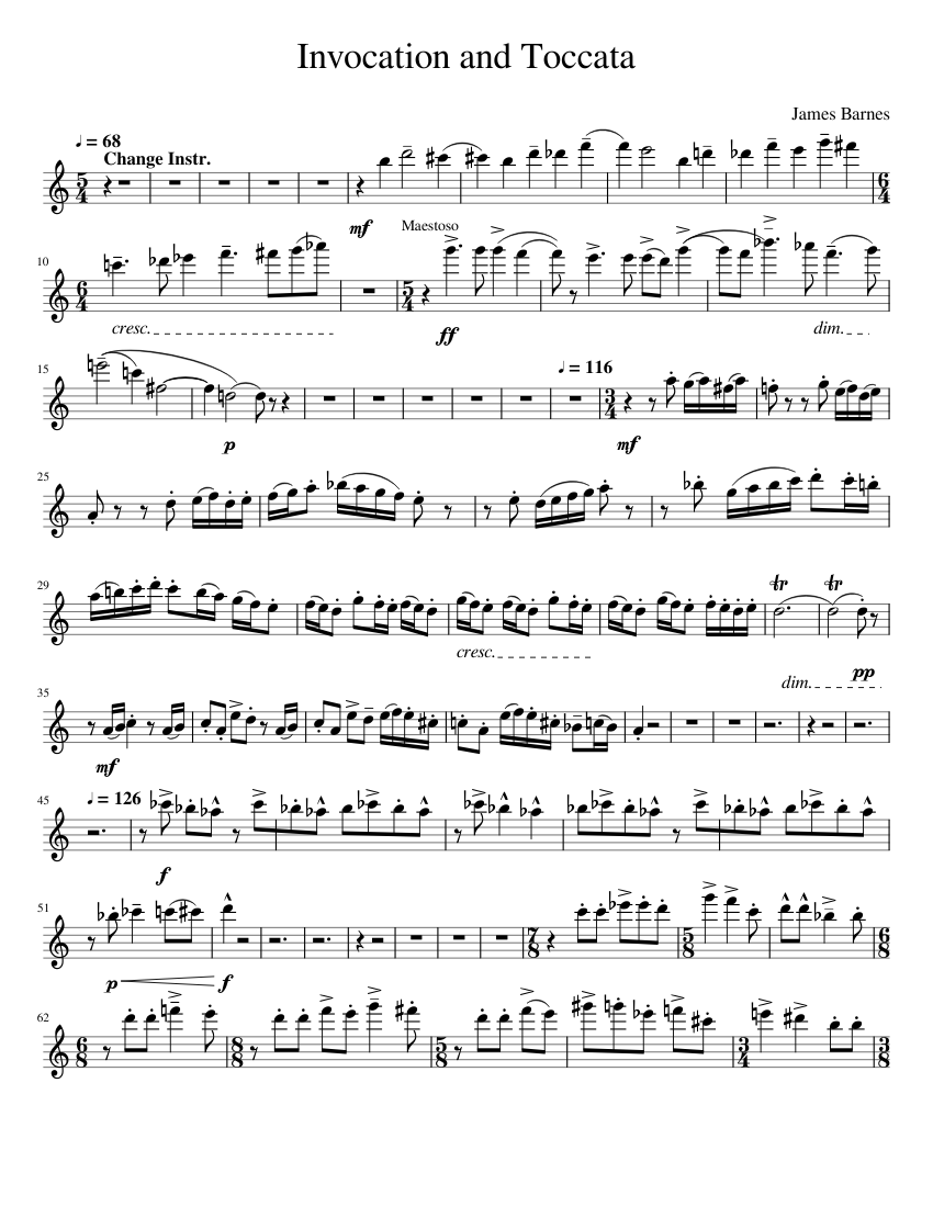 Invocation and Toccata Sheet Music for Piano (Concert Band) Easy ...
