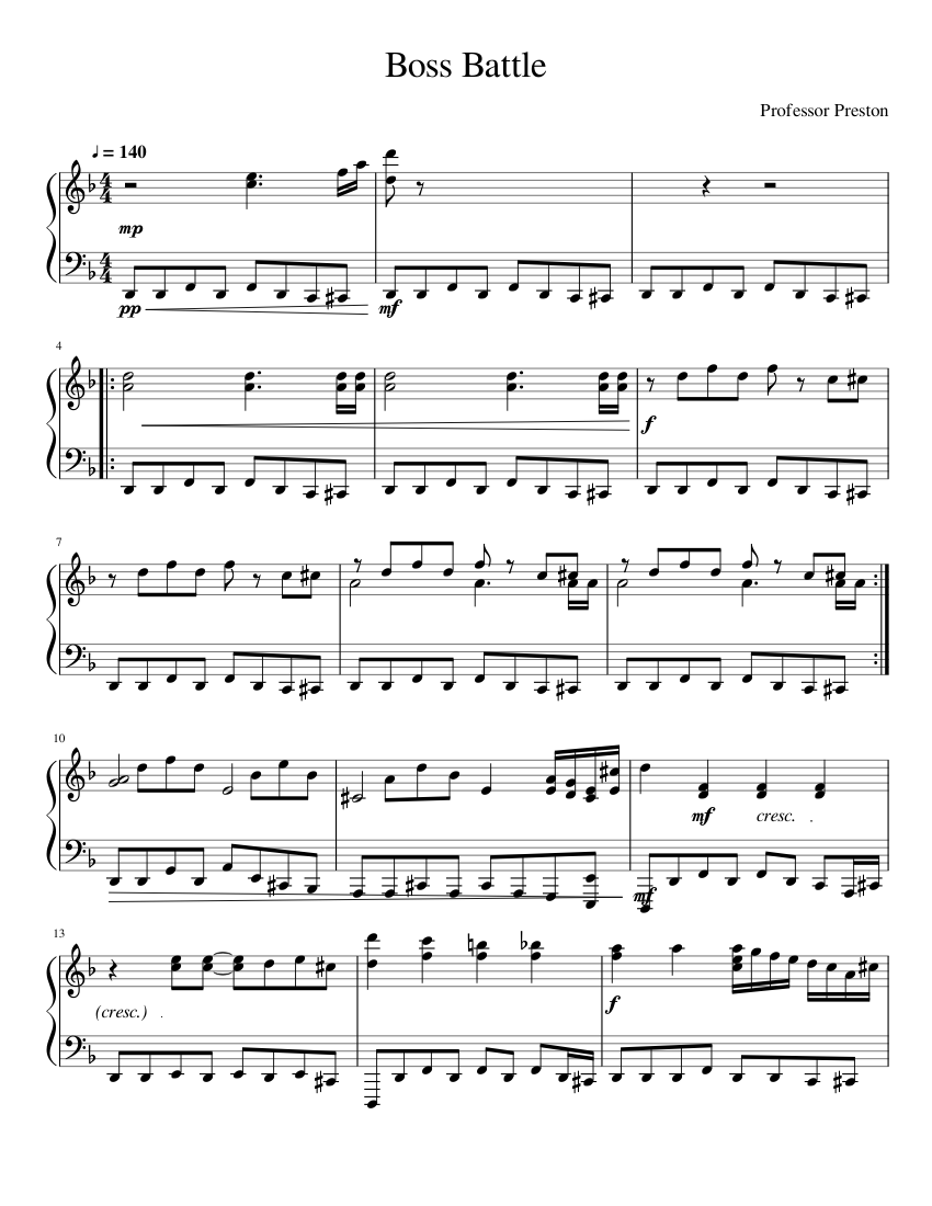 Boss Battle Theme Sheet music for Piano (Solo) | Musescore.com