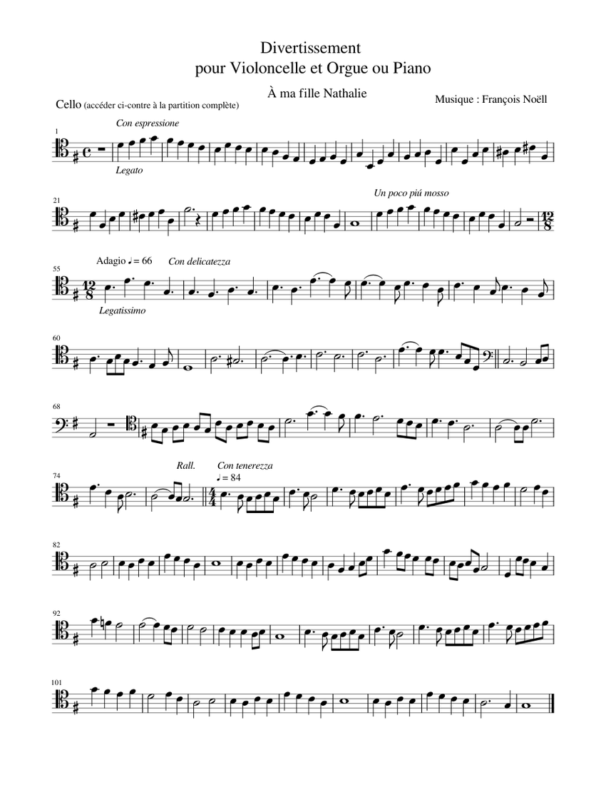 Divertissement - partie Cello - piano tutorial