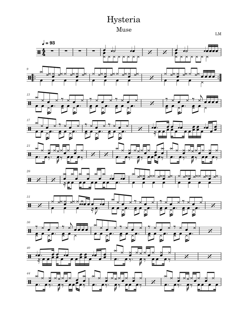 Hysteria – Muse Sheet Music for Drum group (Drum Corps (Modern ...
