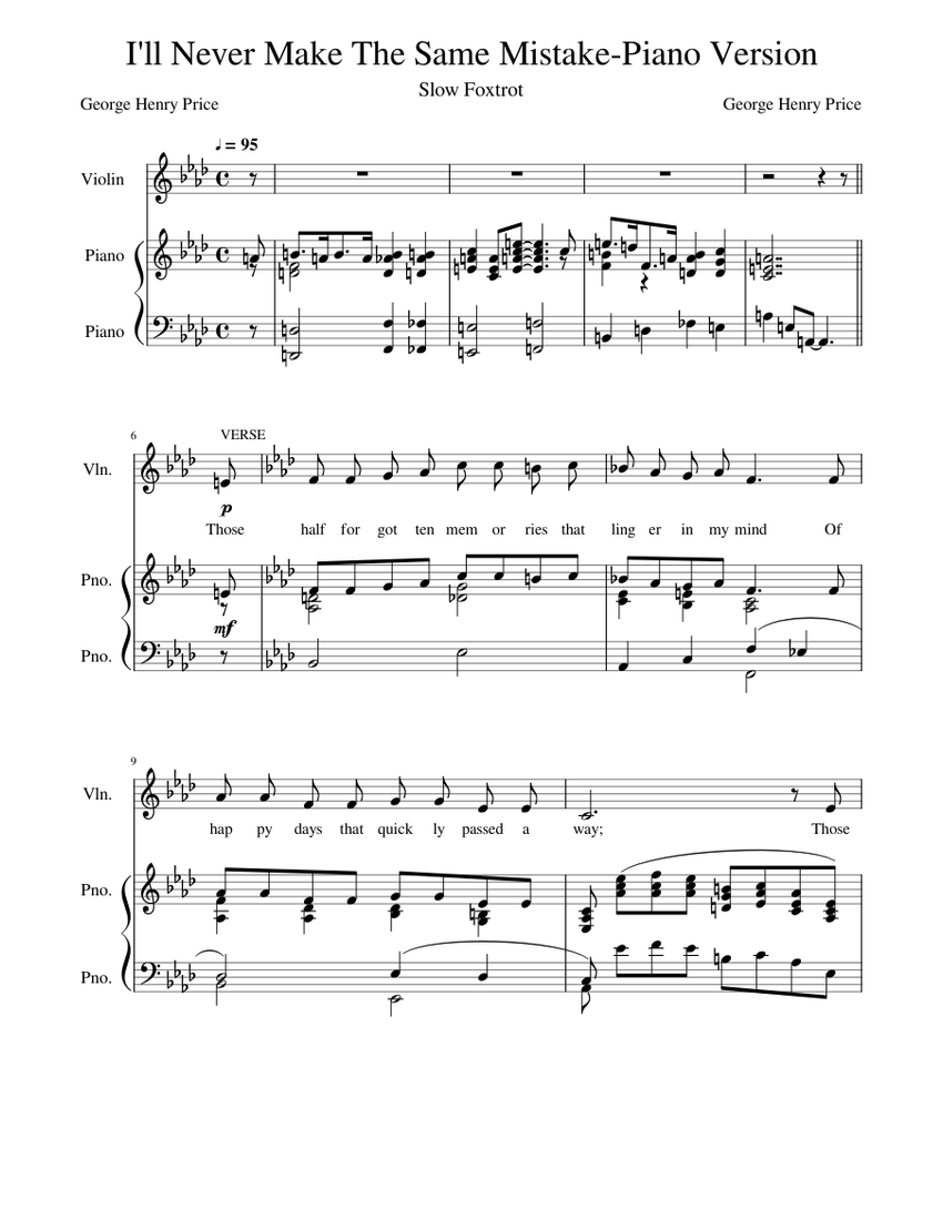 I'll_Never_Make_The_Same_Mistake- Piano Version. Sheet music for Piano ...