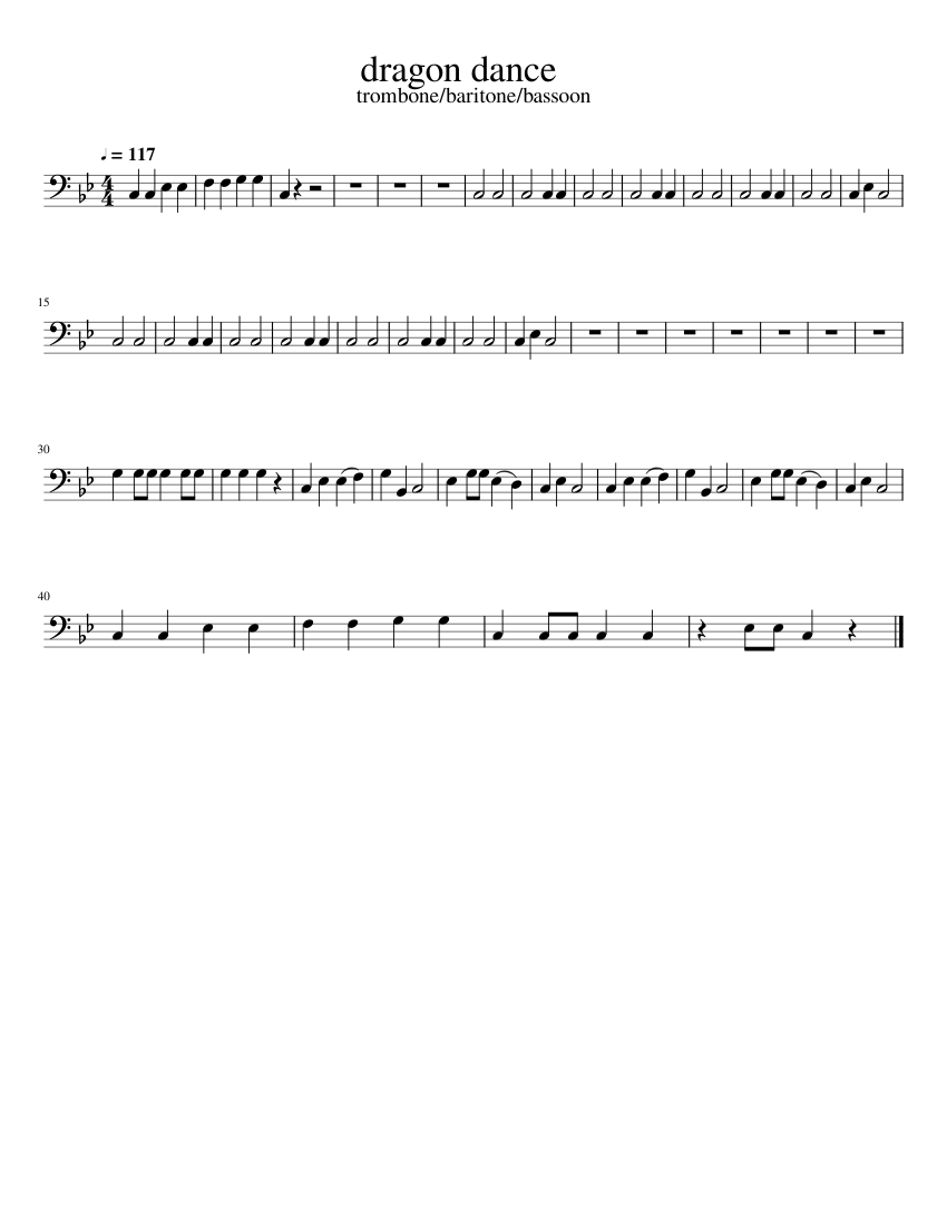 dragon dance Sheet Music for Trombone (Solo) | MuseScore.com