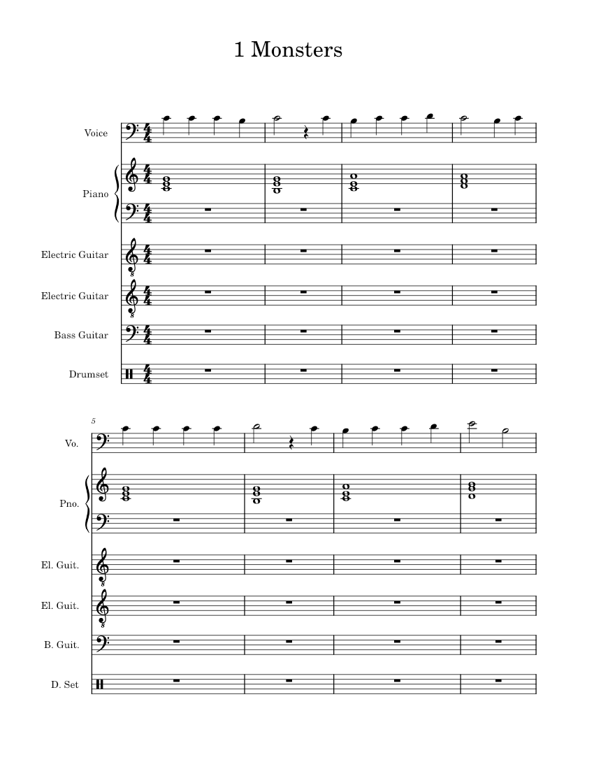 1 Monsters Sheet music for Piano, Vocals, Guitar, Bass guitar & more ...