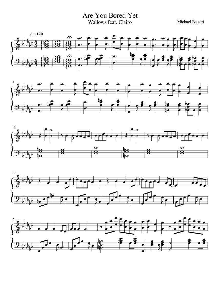 Are You Bored Yet - Wallows Sheet Music for Piano (Solo) | MuseScore.com