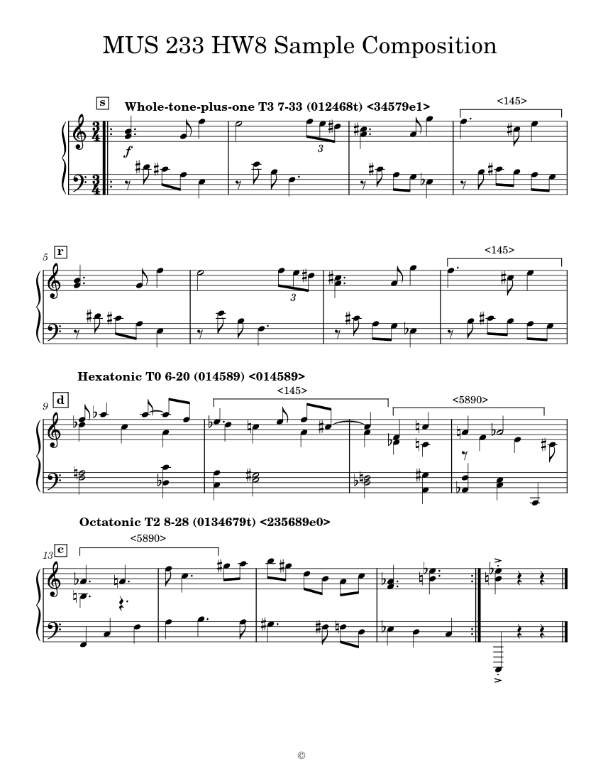 MUS 233 HW8 Sample Composition Sheet music for Piano (Solo) | Musescore.com