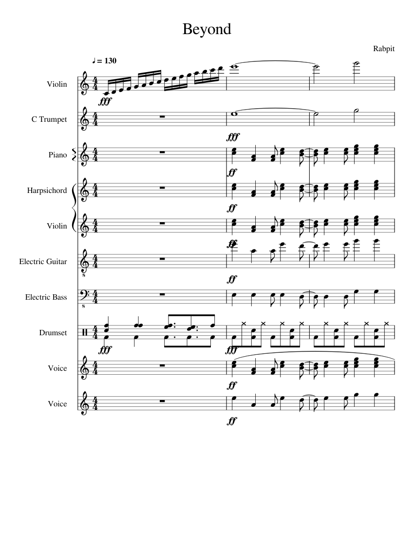 Beyond--Rabpit Sheet music for Piano, Harpsichord, Vocals, Violin ...
