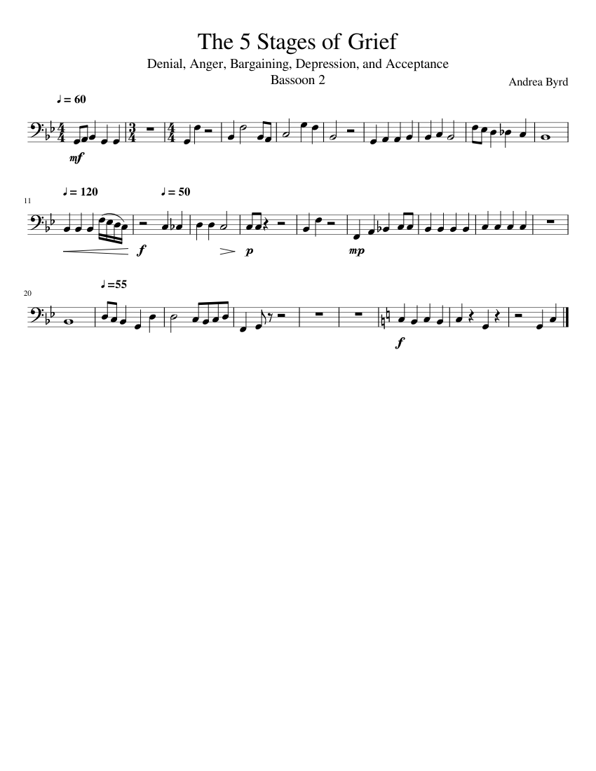 The 5 Stages of Grief Sheet Music for Piano (Solo) Easy | MuseScore.com