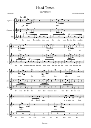 Hard Times - Paramore Sheet music for Piano, Trombone, Flute, Saxophone ...