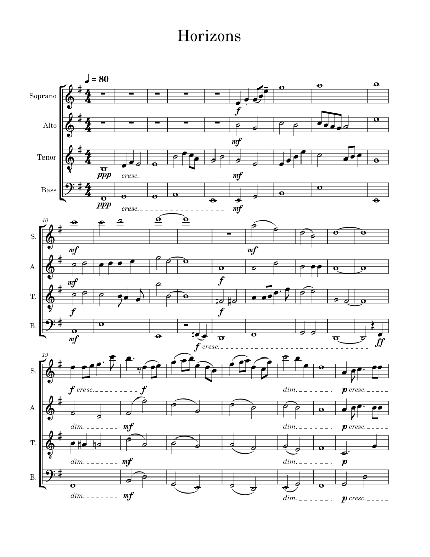 Horizons Sheet music for Soprano, Alto, Tenor, Bass voice (SATB ...