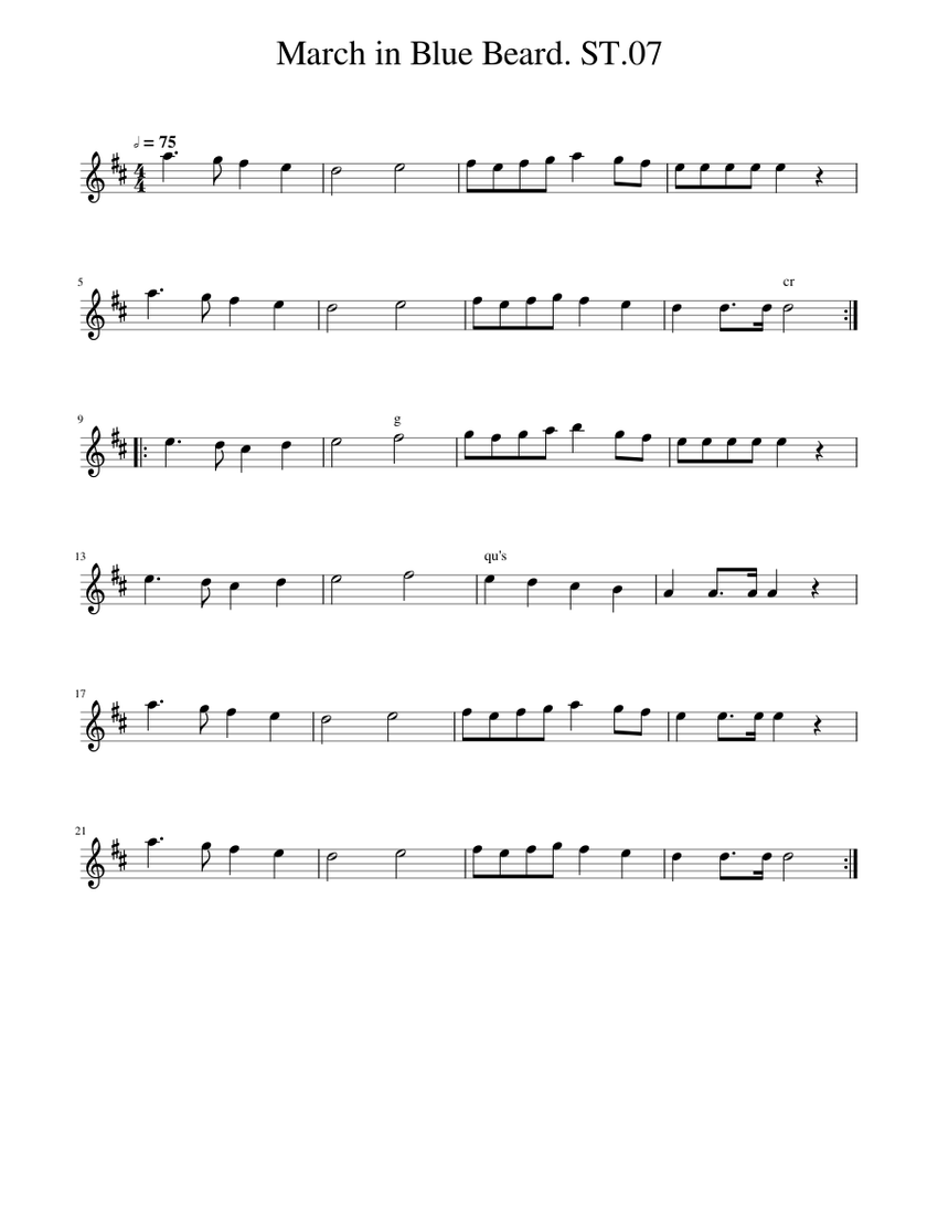 March in Blue Beard. ST.07 Sheet music for Piano (Solo) | Musescore.com