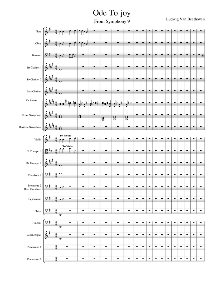 Beethoven- 9th Symphony Ode To Joy Sheet music for Trombone, Euphonium ...